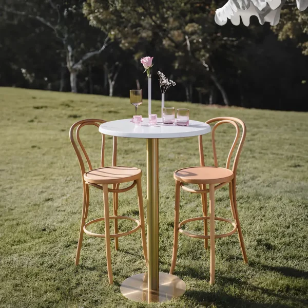 Blonde Bentwood Bar Stool with Back Rest - Chair Hire Sydney
