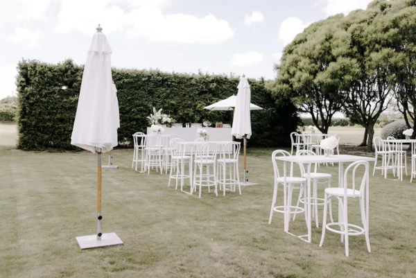 White Bentwood Bar Stool with Back Rest - Chair Hire Sydney